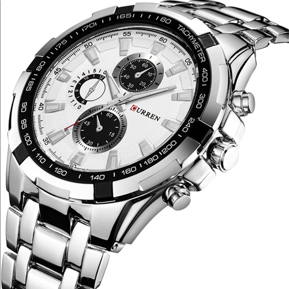 Curren | Accessories | Mens Silver White Face Military Style Watch New ...